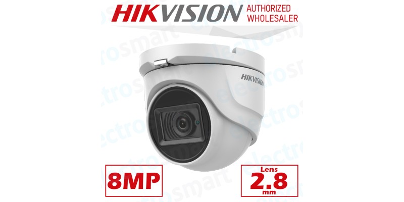 DS-2CE76U1T-ITMF Hikvision 8MP 4K Fixed Turret Camera 2.8mm Lens White